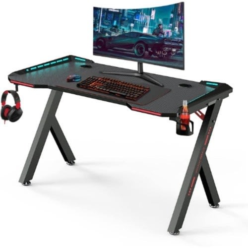 Gaming Table With Led Rgb Lights - Pc Computer Workstation - 55 ...