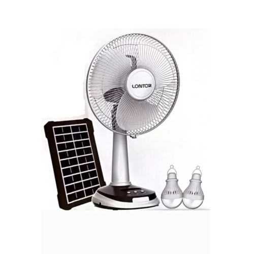Lontor 12'' Rechargeable Table Fan With Solar Panel And Bulbs | Konga ...