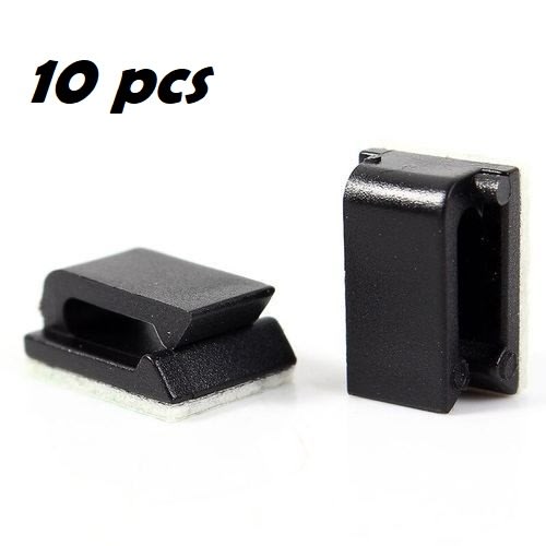 Black Adhesive Cable Wire Organizer Small Clip Holder - 10Pieces ...