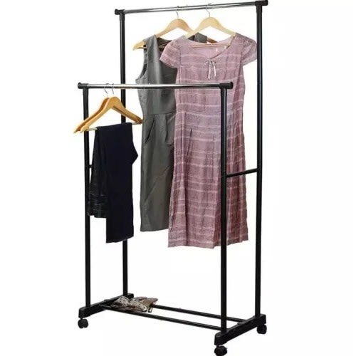 Double Pole Cloth Hanger For Storage And Organisation With Wheels ...