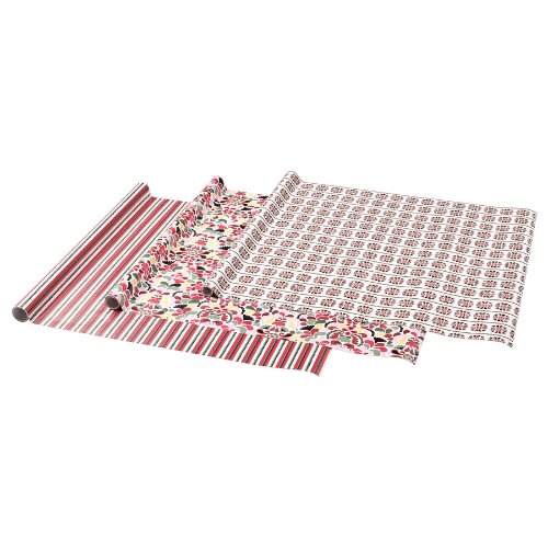 Ikea Vinterfint Gift Wrap Roll - 3x0.7m - Set Of 3 -Mixed Patterns Red ...