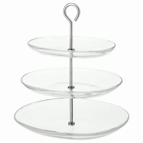 Ikea Kvittera Three Tiers Serving Stand - Clear Glass/stainless Steel ...