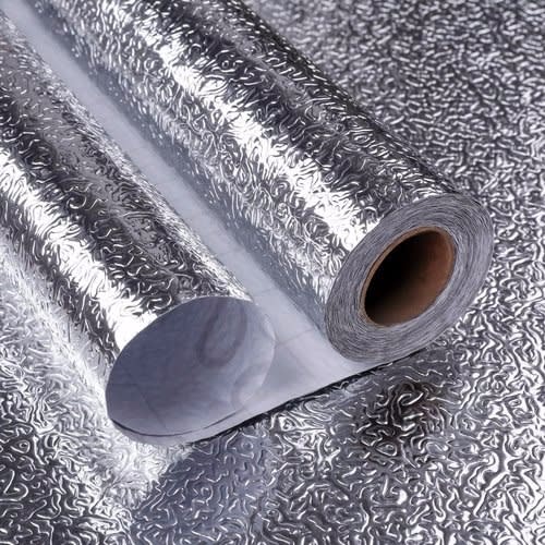 Oil And Water Proof Adhesive Kitchen Aluminum Foil Stickers - Silver ...