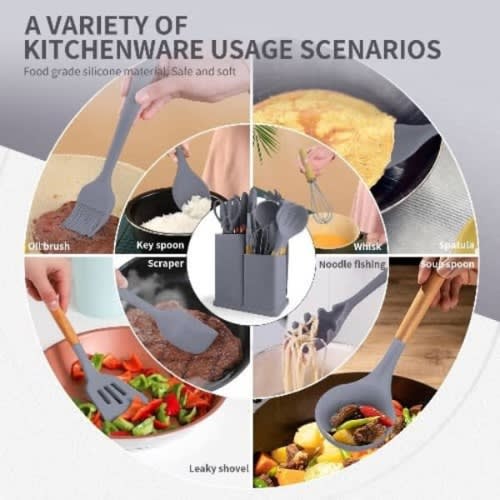 Silicon Kitchen Utensil With Chopping Board Spoon Set - 19 Pieces ...
