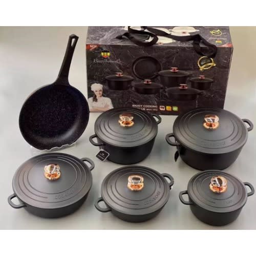 Haus Roland Granite Coated Non Stick Cookware/pot - 11pieces - black ...