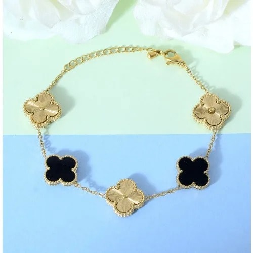 Two Tone Clover Vca Bracelet- Black /gold | Konga Online Shopping