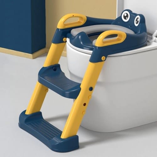 Potty Training Toilet Seat With Step Ladder - Froggie Eyes- Blue/yellow ...