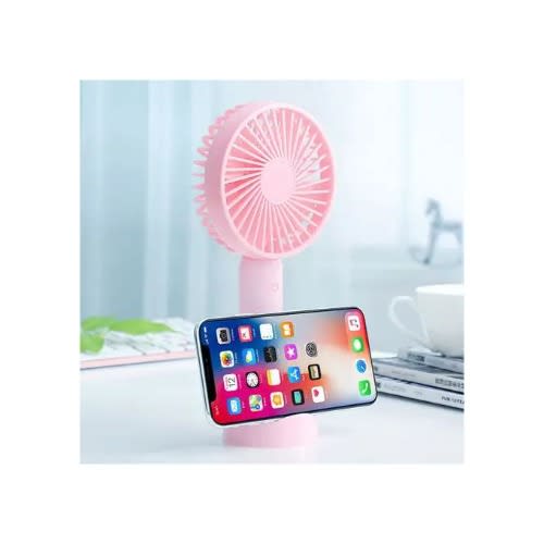 Usb Rechargeable Hand Fan With Phone Holder - Pink | Konga Online Shopping