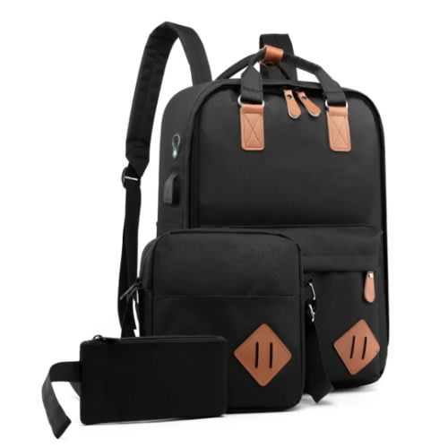 Fashion Front 3pcs USB Charging Laptop Backpack - 18'' - Black | Konga ...