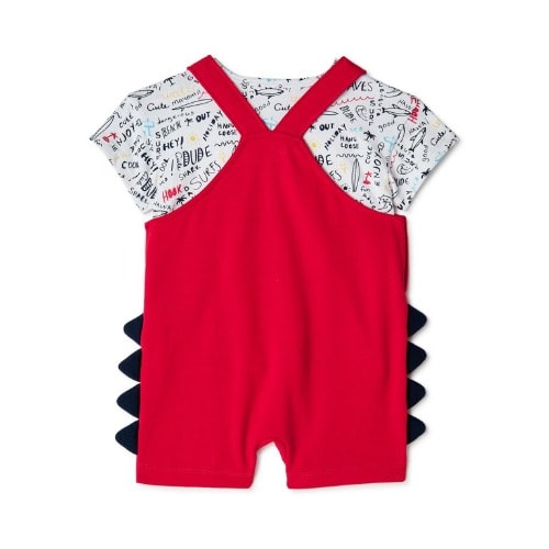 Wonder Nation Baby Boy Overall Print Pinafore Outfit Set -3Piece ...