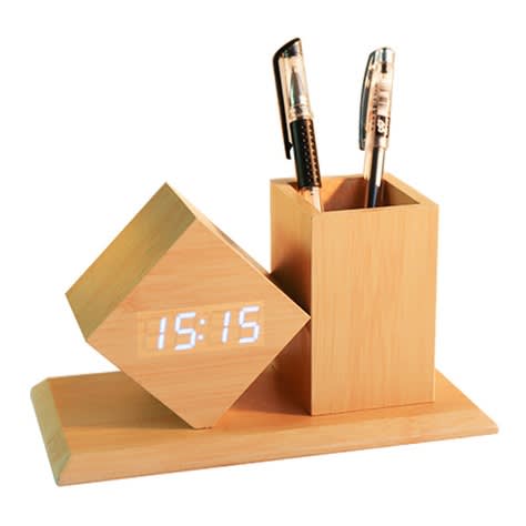 Digital Wooden Clock With Pen Holder. | Konga Online Shopping