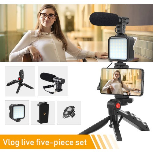 Vlogging Live Streaming Kit Microphone Ring Light Kit | Konga Online ...