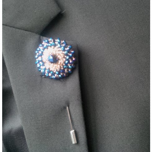 Beaded Lapel Pin- Blue and Gold | Konga Online Shopping