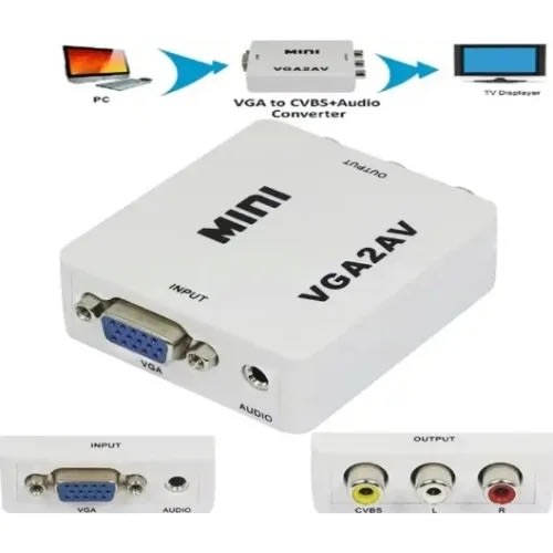 Mini Vga To Av Rca Converter With 3.5mm Audio/video Adapter - 1080p ...