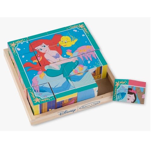 Melissa & Doug Disney Princess Wooden Cube 6-in-1 Puzzle With Storage ...