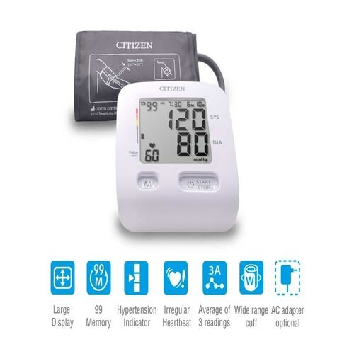 Citizen Digital Blood Pressure Monitor With Wide Range Cuff- Whit ...