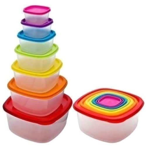 Food Storage Containers With Coloured Lids - 7 Pieces | Konga Online ...