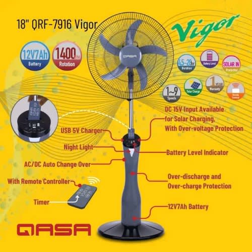 QASA Rechargeable Fan Qrf-7918 Curvy - 18" - 52W | Konga Online Shopping