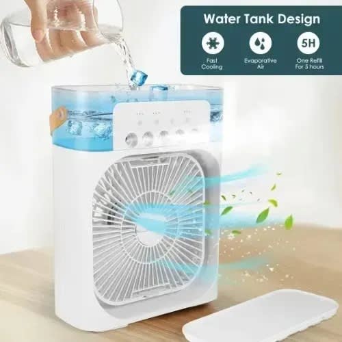 Portable Air Conditioner Fan - 5 Wind Speeds Usb With 7 Colors Led ...