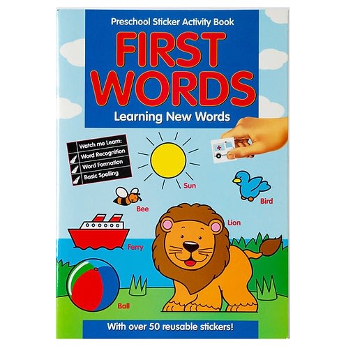 Alligator Books Preschool Learning Sticker Book - First Words Learning ...