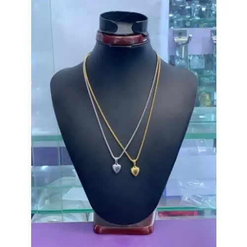 Fashion Front Double Chain With Love Pendant - Silver And Gold - Set Of ...