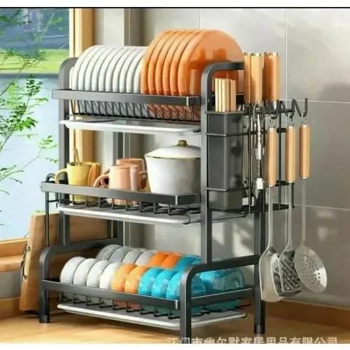 Standing Stainless Steel Plate Rack -3 Tier | Konga Online Shopping