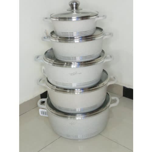 Tristar Non-Stick Marble Coating Die-cast Cookware - 10pc Set - Smoky ...