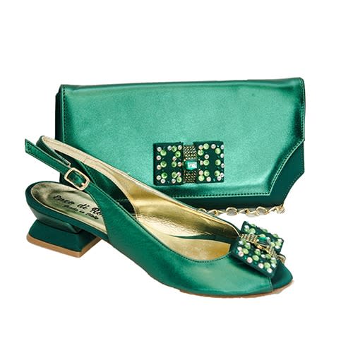 Enzo di Roma Low Heel Shoe And Bag- Green | Konga Online Shopping