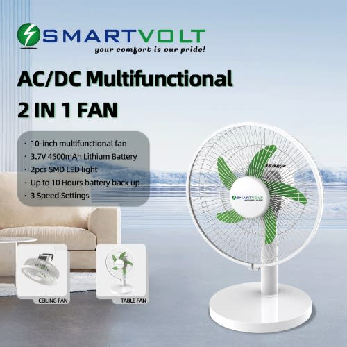Smartvolt 2in1 Multifunctional Rechargeable Table Fan | Konga Online Shopping
