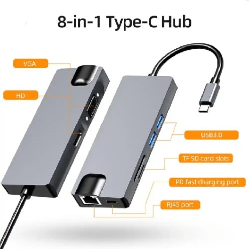 Type-c To HDMI 8 In 1 Adapter | Konga Online Shopping