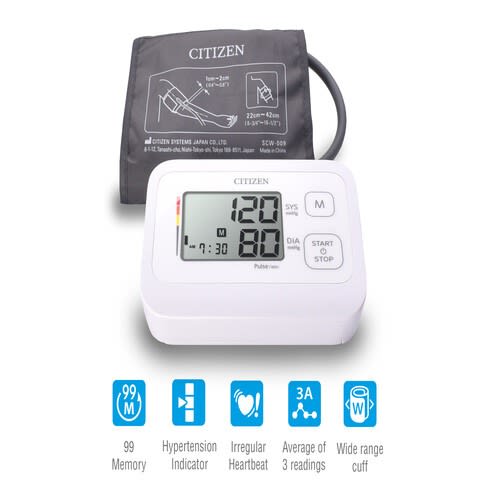 Citizen Digital Blood Pressure Monitor Chu-305 With Wide Range Cuff ...