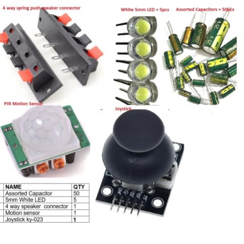 Unique Arduino Components Electrolytic Capacitor-Motion Sensor-Joystick ...