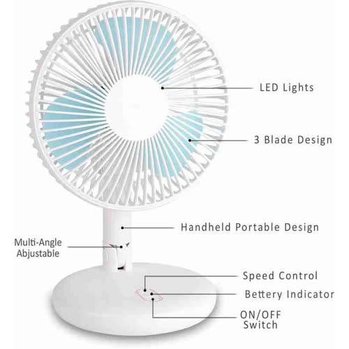 DP Purse Led Light Rechargeable Table Fan - 4000mAh | Konga Online Shopping