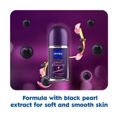 Nivea Pearl And Beauty Black Pearl Fine Fragrance Antiperspirant Roll On For Women 48h 50ml
