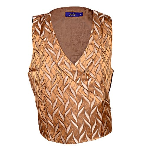 The Wardrobe Wrap Around Patterned Men's Waistcoat With Lapel- Brown ...