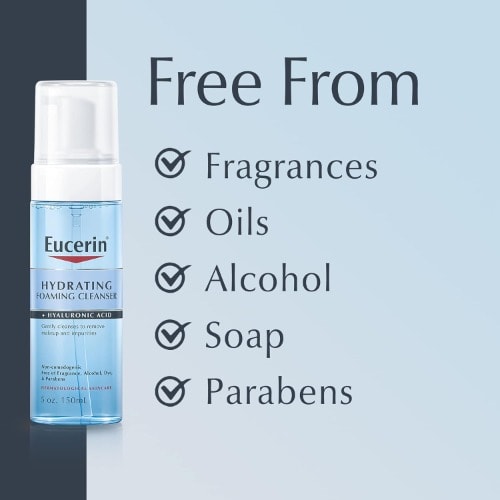 Eucerin Hydrating Foaming Daily Facial Cleanser With Hyaluronic Acid ...