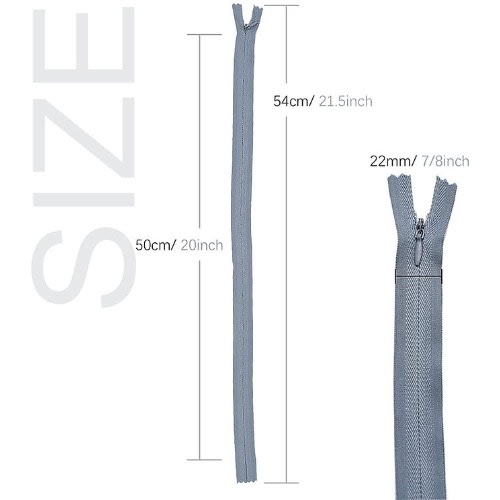 Nylon Invisible Zippers - 20" - 6pcs - Grey | Konga Online Shopping