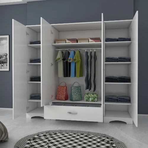 Simple Minimalist Design Wardrobe With 4 Doors & 1 Drawer | Konga ...