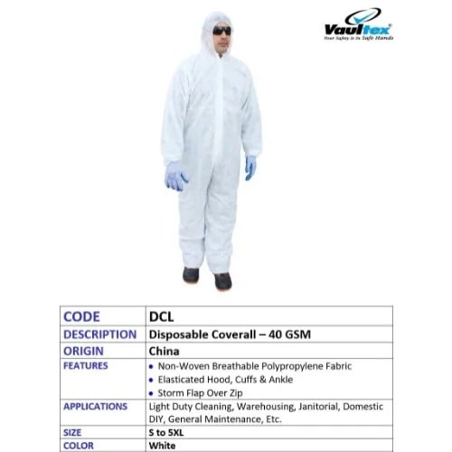 Vaultex Disposable Coverall - 5XL - White | Konga Online Shopping